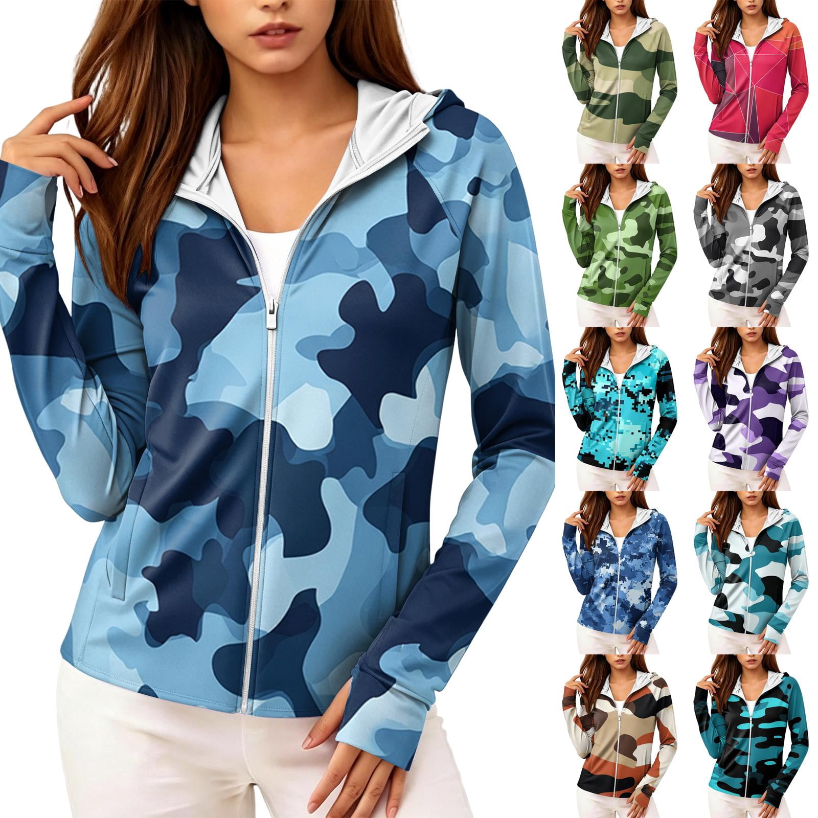 Active Athletic Hoodie for Women with Pockets - Full Zip Up Long Sleeve ...