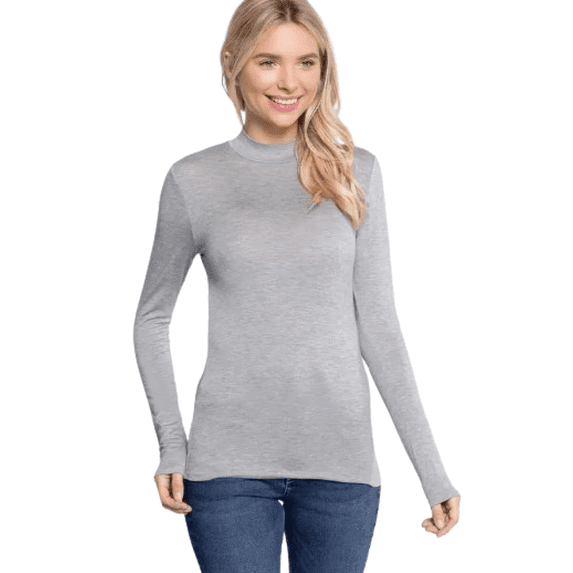 Active Basic USA Women’s Long Sleeve Mock Neck Jersey Top, Rayon ...