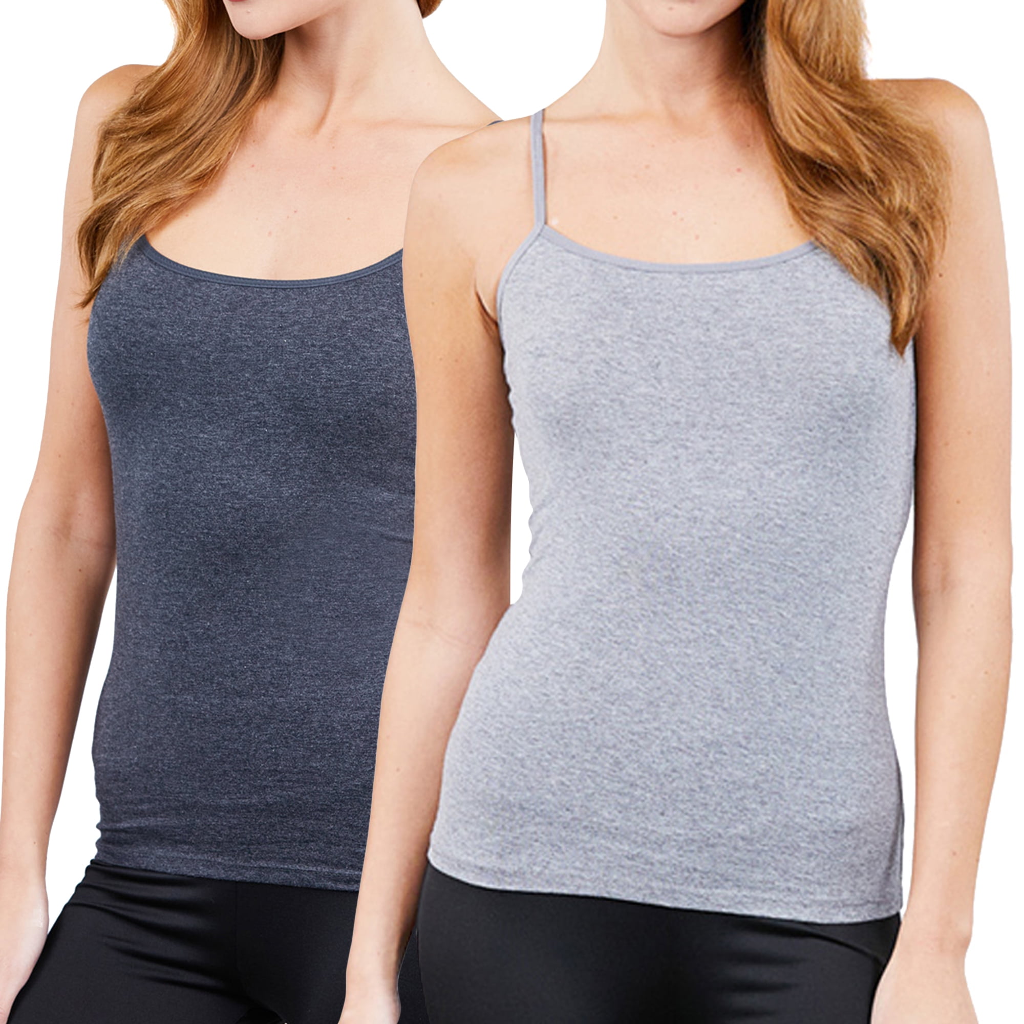 Active Basic Women & Juniors Solid Plain Adjustable Spaghetti Strap ...