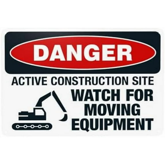 Active Construction Site, Watch For Moving Equipment Warning Sign ...