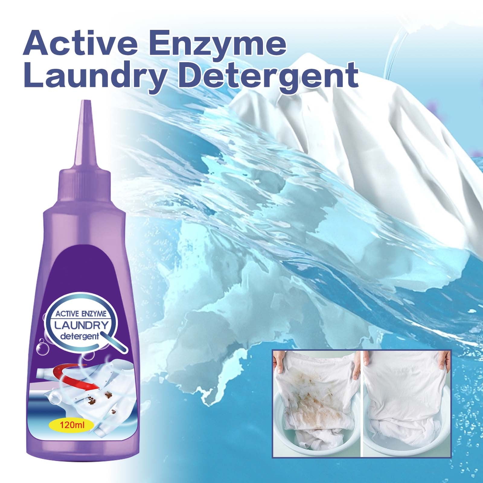 Active Enzyme Clothing Decontamination Clean Wash Stain Removal Liquid ...