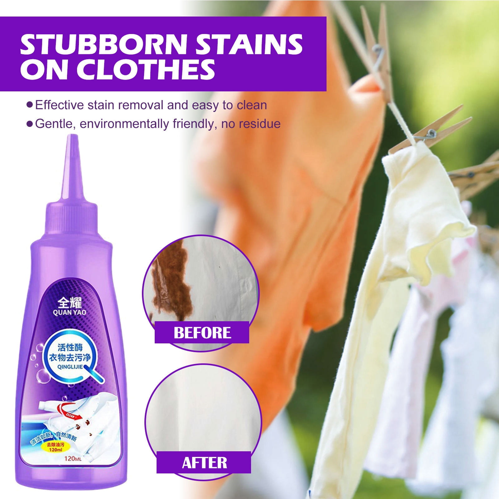 Active Enzyme Laundry Stain Remover, 2025 New Clothing Stain Remover, Upgraded Laundry Cleaning ...