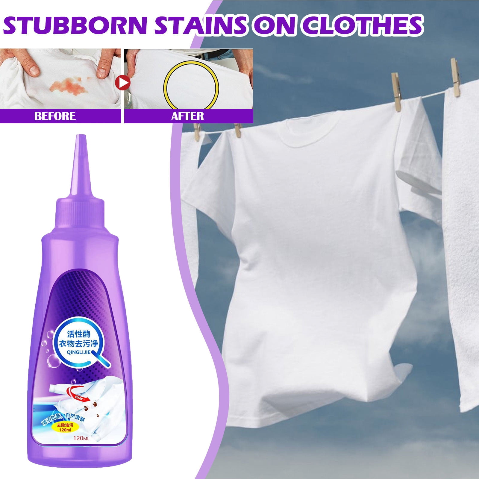 Active Enzyme Laundry Stain Remover (4 Oz) - White Shirt Guardian ...