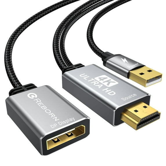 Active HDMI to DisplayPort Adapter | 4K@60Hz Converter Unidirectional ...