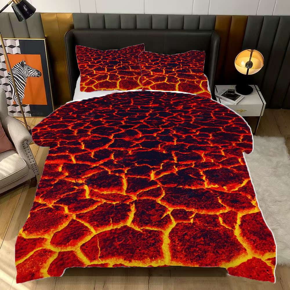 Active Lava Comforter Set Queen Size Bedding Set For Travl Bedroom Decor Quilt With 2 Pillow ...