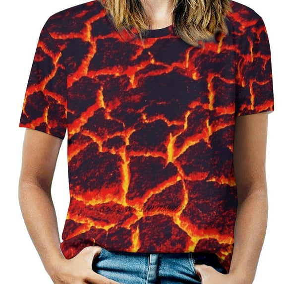 Active Lava Woman Tshirts Printed Tops Zipper V-Neck Top Fashion ...