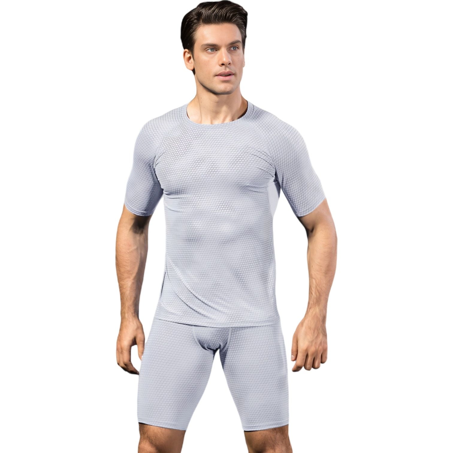 Active Men's Honeycomb Textured Compression Shirt with Short Sleeves ...
