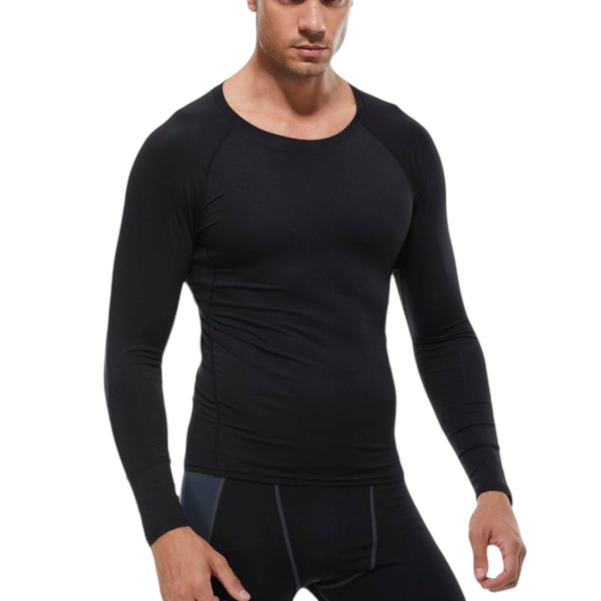 Active Men's Long Sleeve Athletic Compression Shirt with Crew Neckline ...