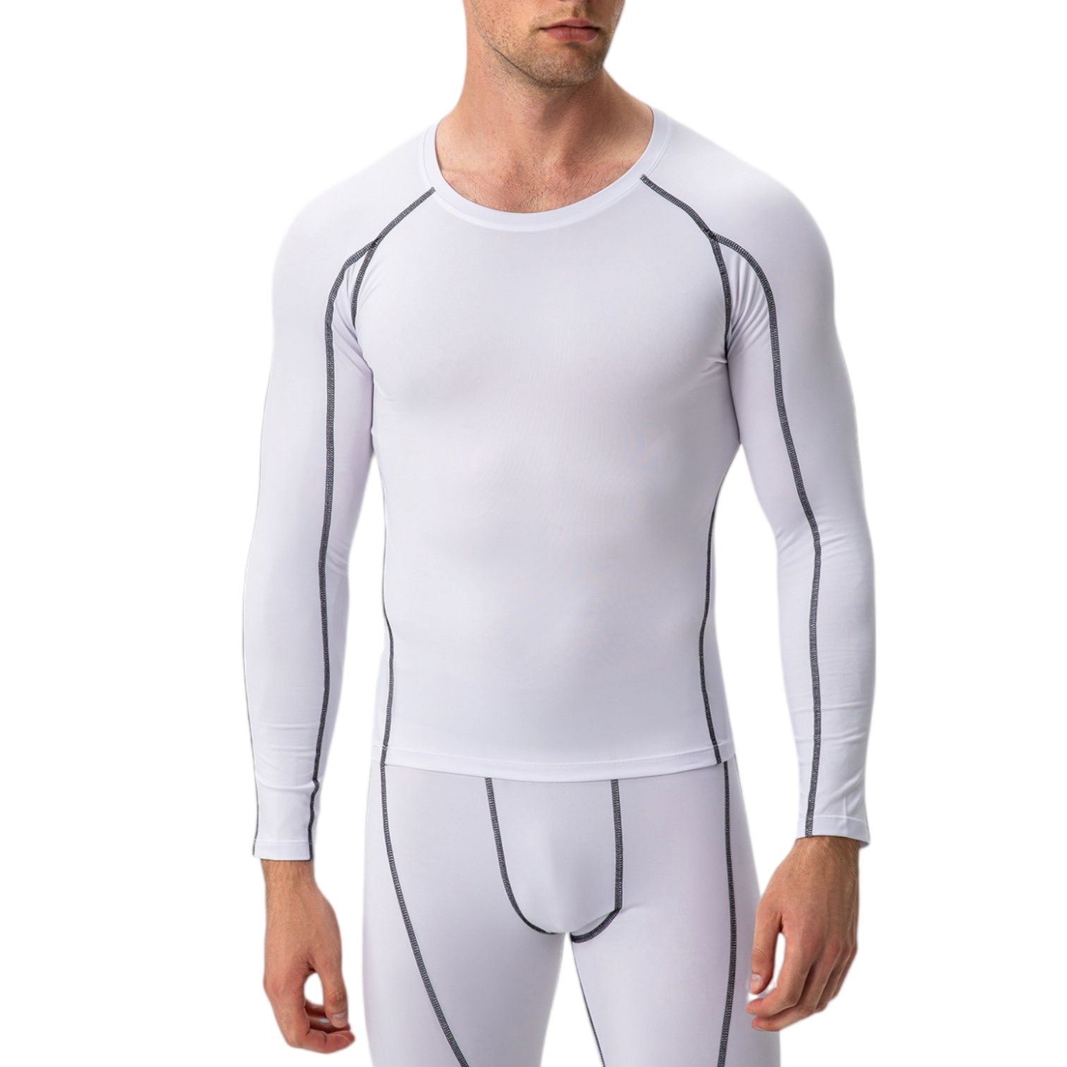 Active Men's Long Sleeve Compression Training Shirt with Crew Neck and ...