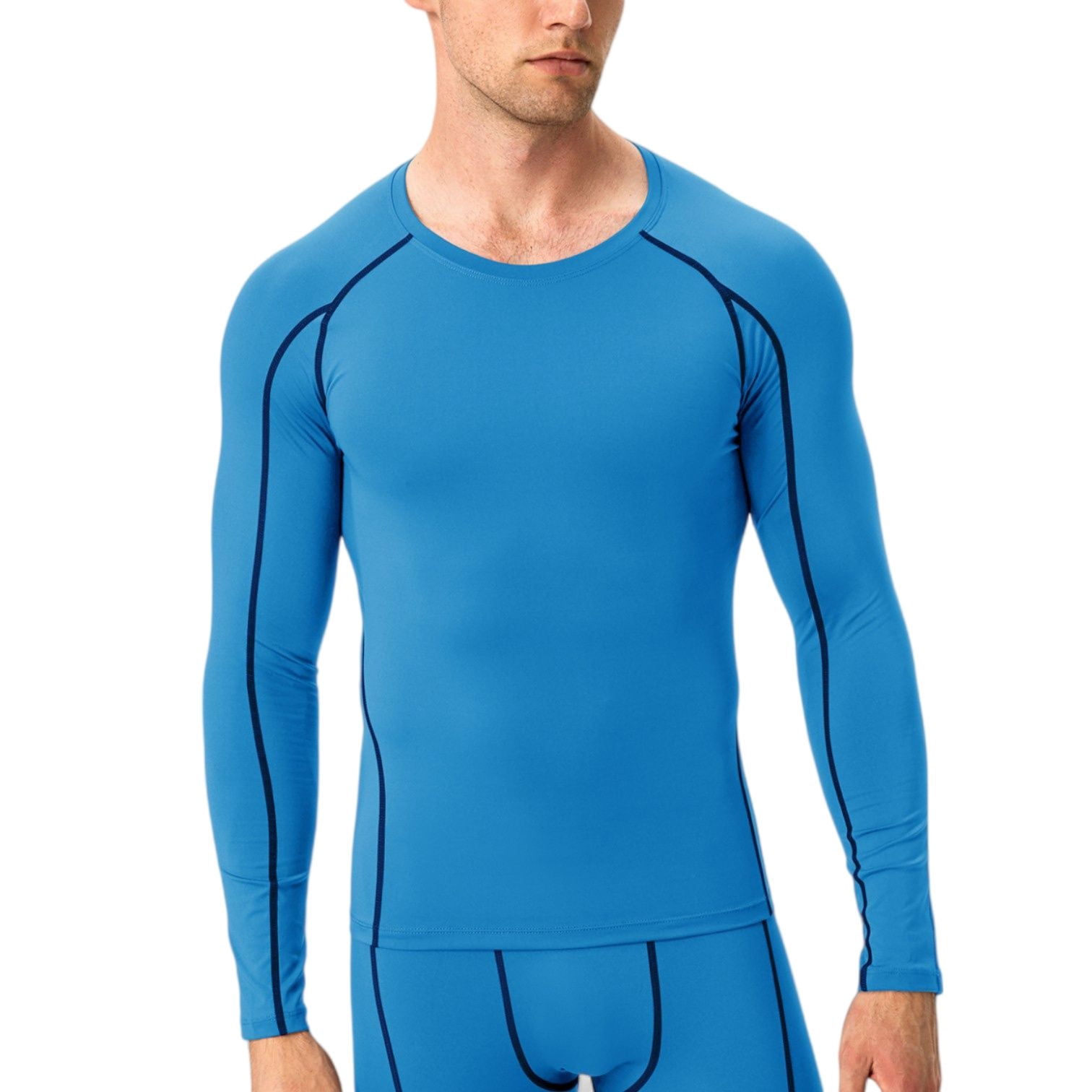Active Men's Long Sleeve Compression Training Shirt with Crew Neck and ...