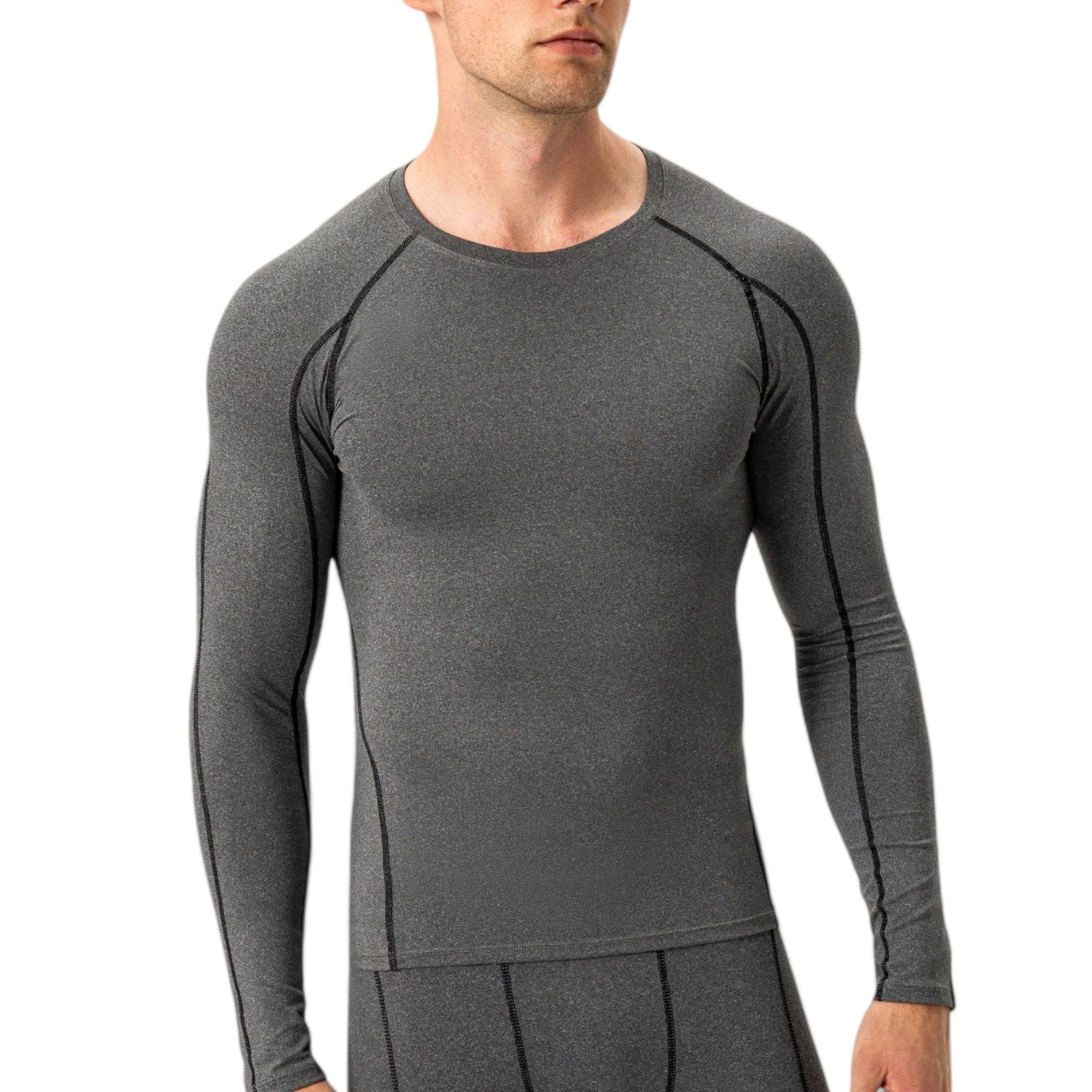 Active Men's Long Sleeve Compression Training Shirt with Crew Neck and ...