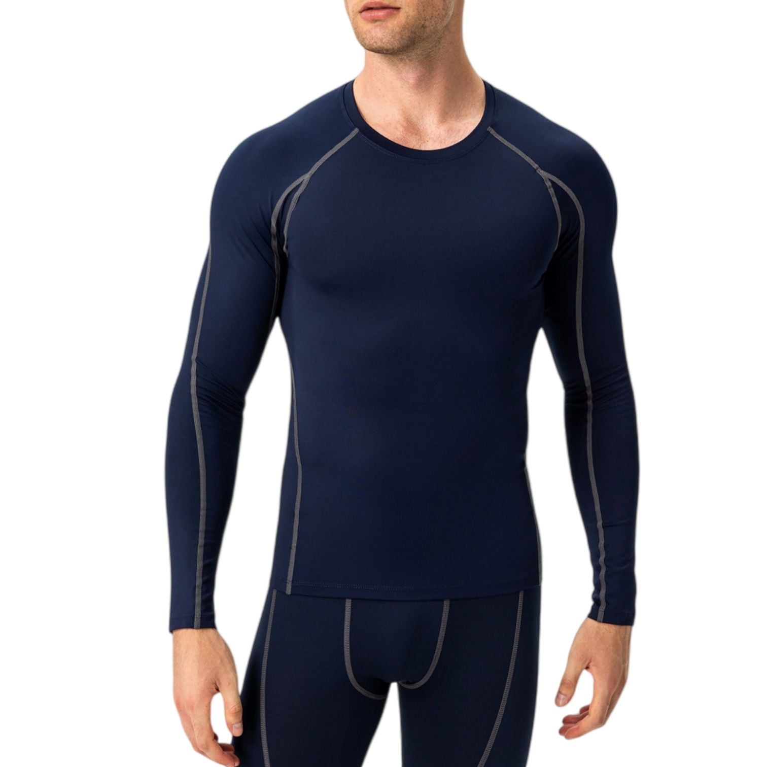 Active Men's Long Sleeve Compression Training Shirt with Crew Neck and ...