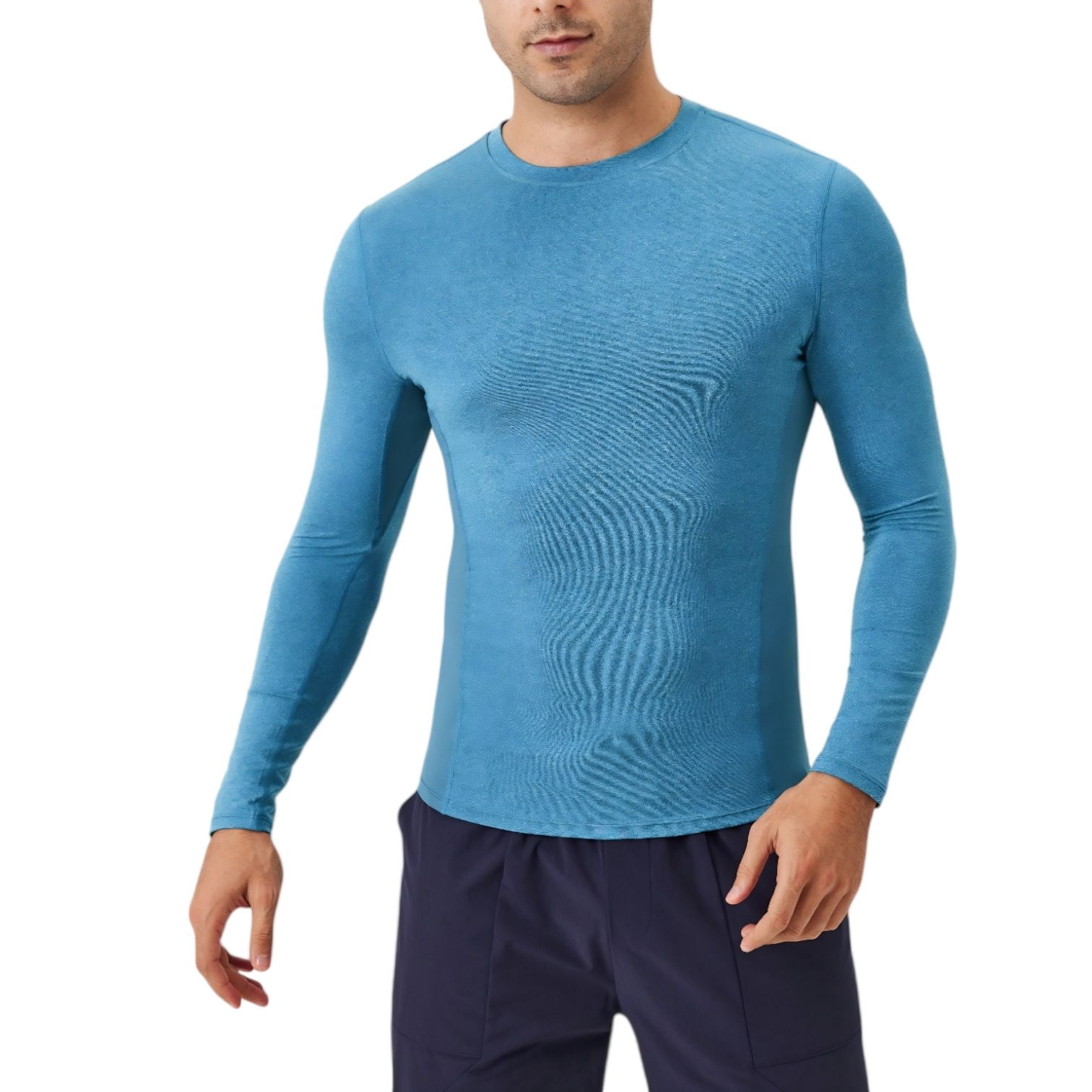 Active Men's Long Sleeve Performance Shirt with Seamless Stretch Fabric ...