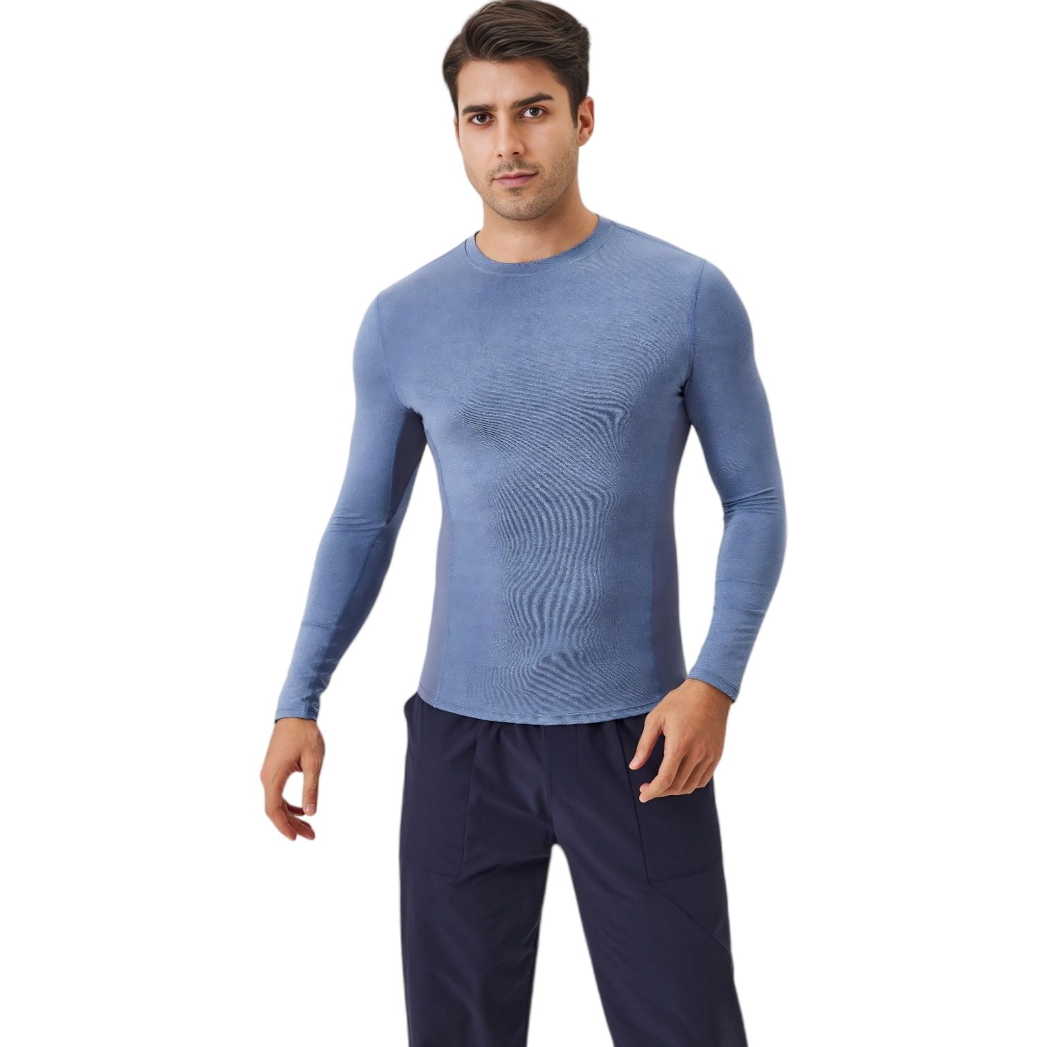 Active Men's Long Sleeve Performance Shirt with Seamless Stretch Fabric ...