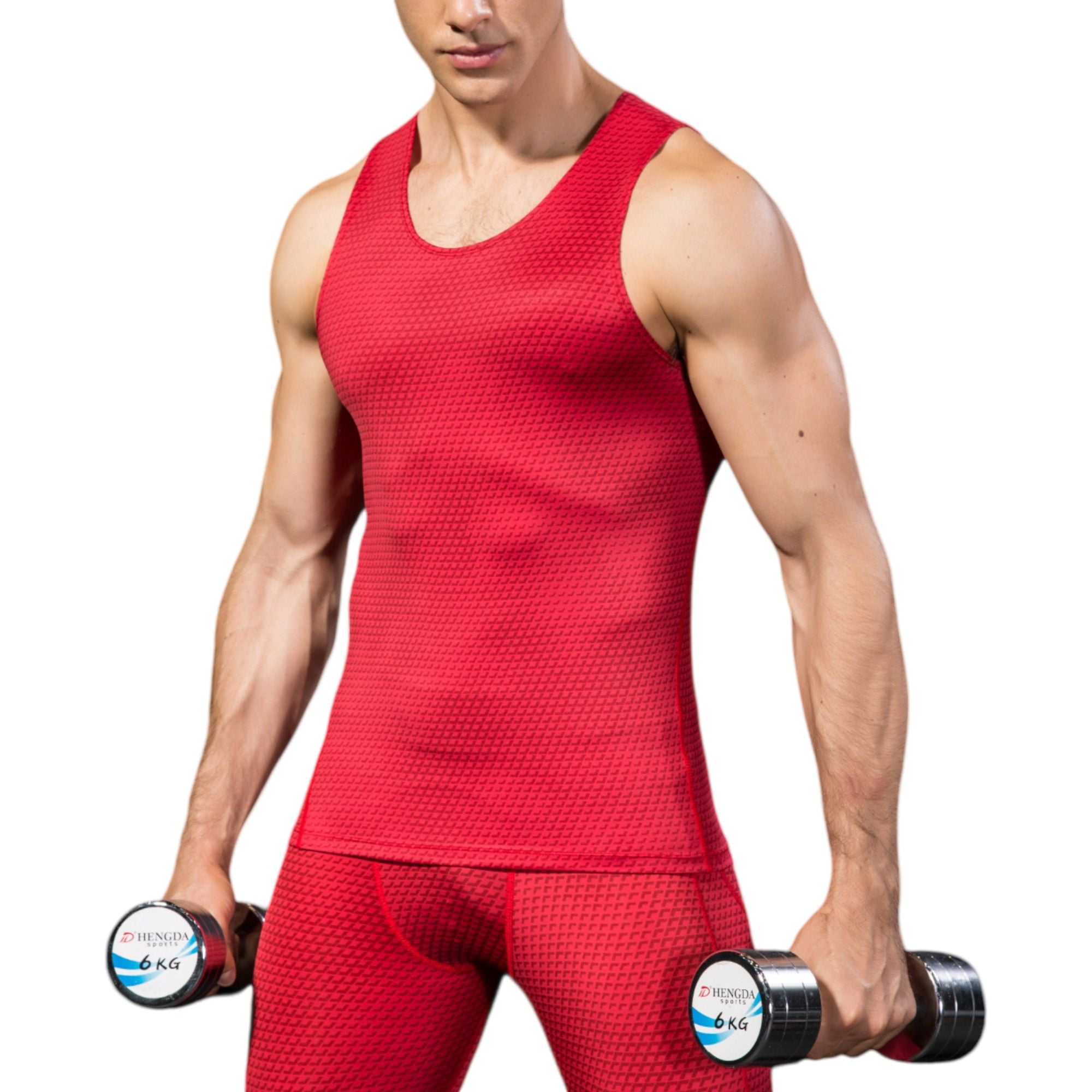 Active Men's Sleeveless Compression Tank Top with Textured Fabric and ...