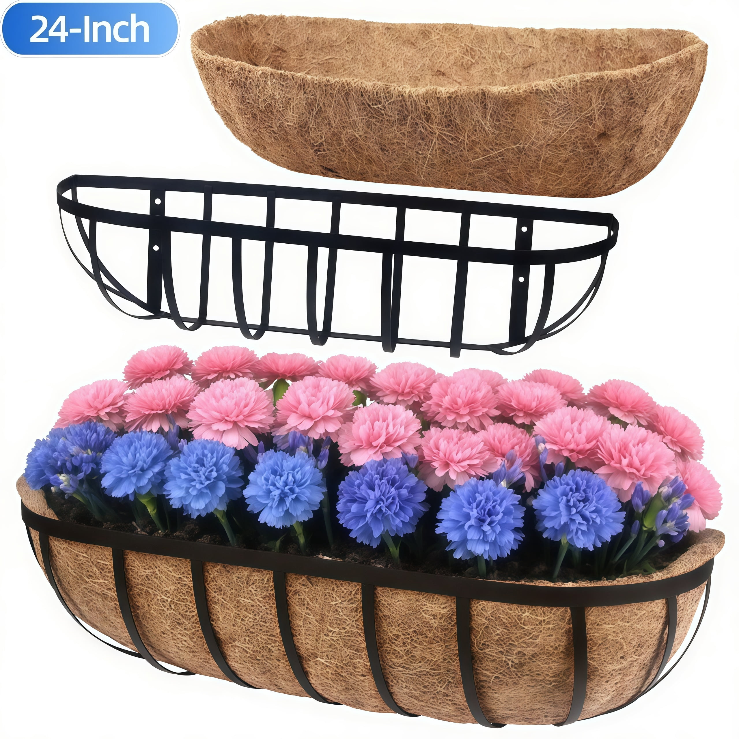 Active Mind Ltd 1-Pack 24" Railing Planter Window Box, Easy-Grip Clamp ...