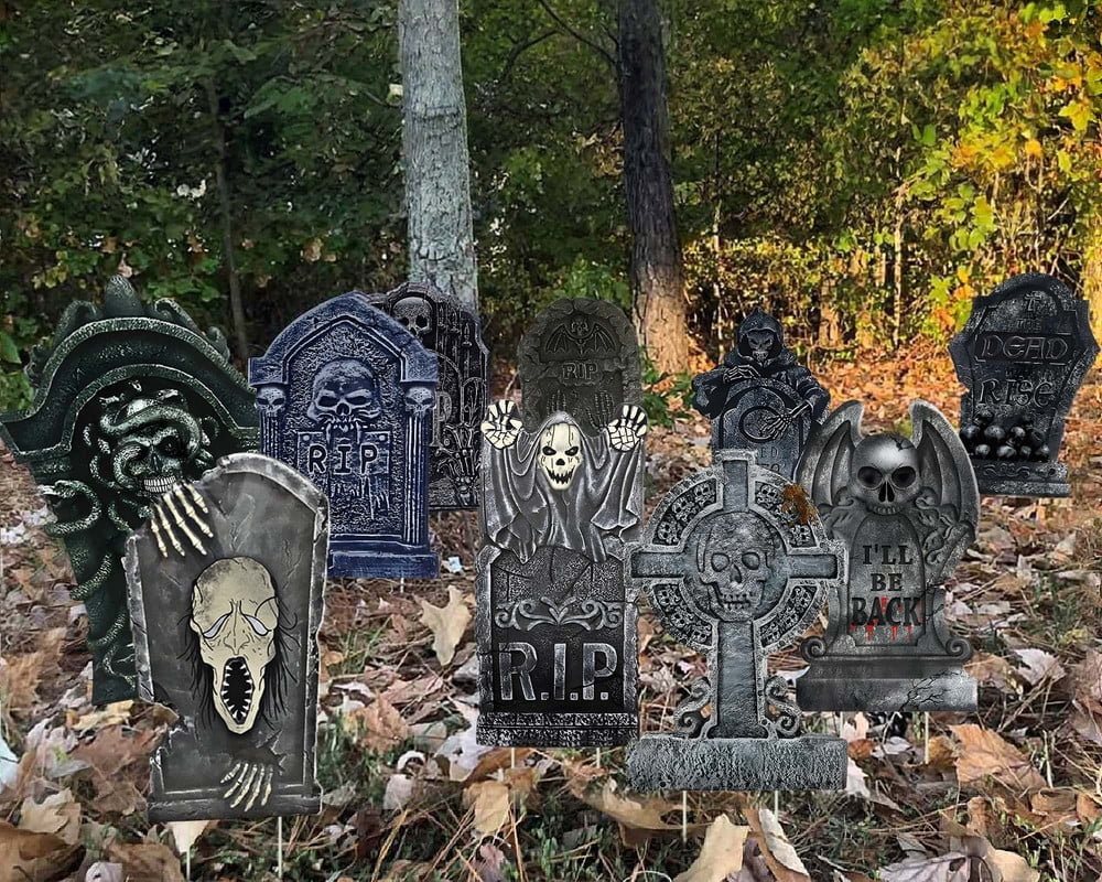 Active Mind Ltd 10Pcs Halloween Tombstone Bundle - Jumbo Graveyard ...