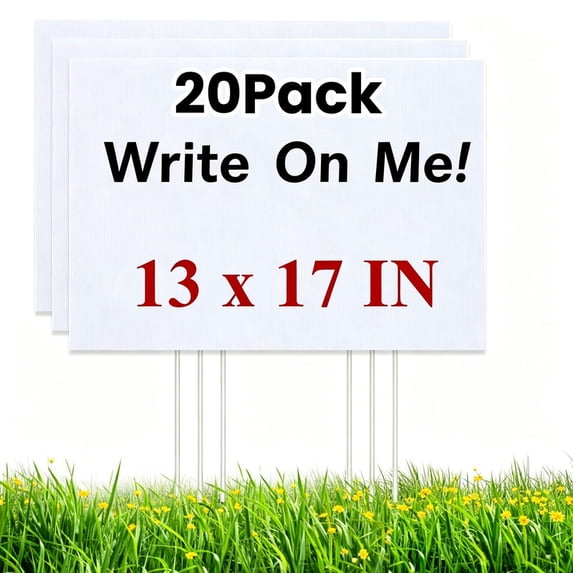 Active Mind Ltd 20 Pack 13x17 Inch Blank Corrugated Plastic Lawn Signs ...