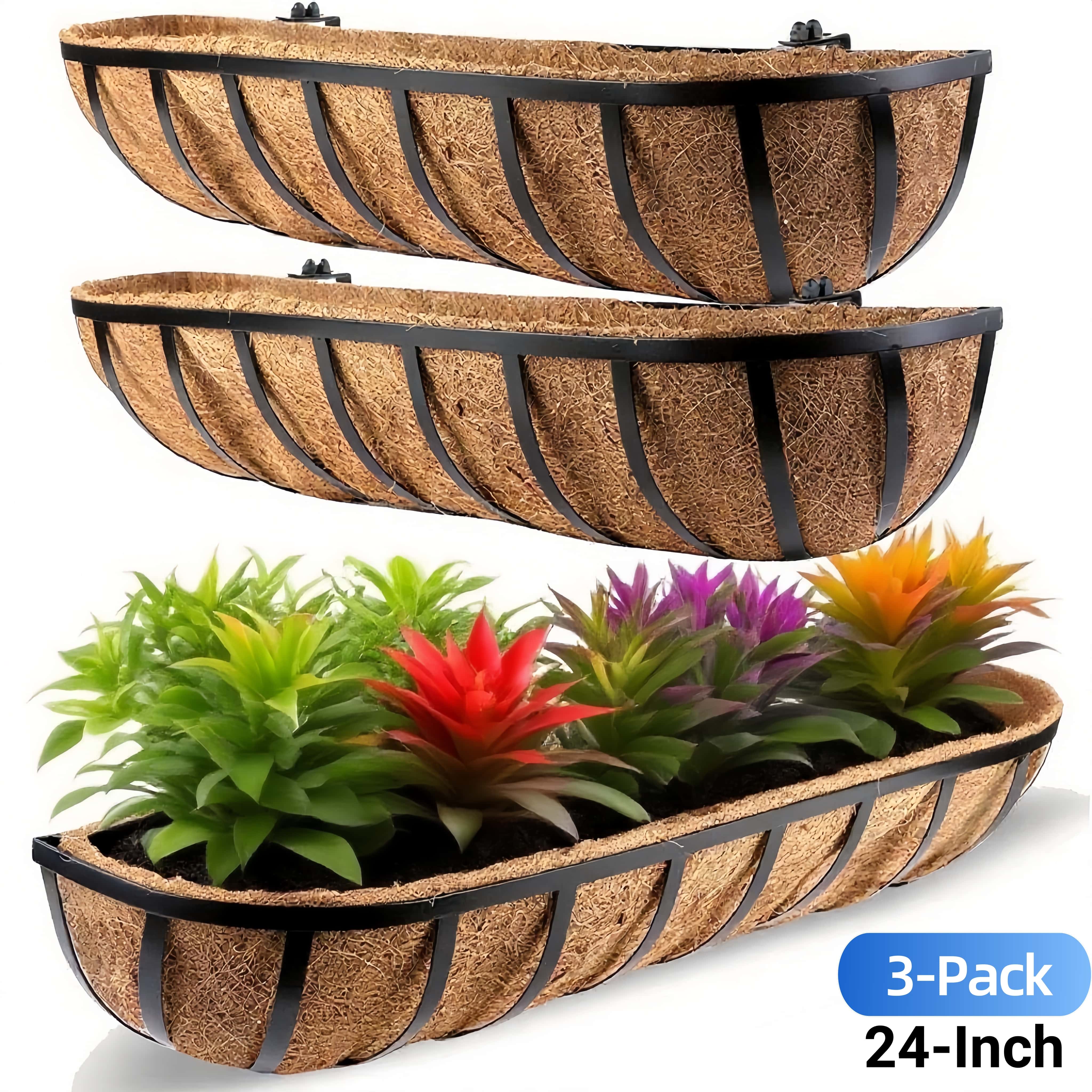 Active Mind Ltd 3-Pack 24" Railing Planter Window Box, Easy-Grip Clamp ...