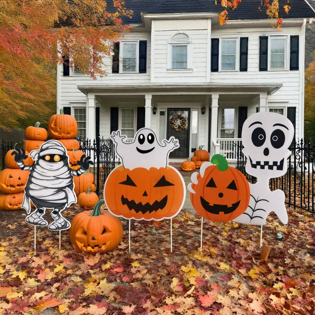 Active Mind Ltd 3Pcs Halloween Yard Signs, Pumpkin Ghost Monster ...