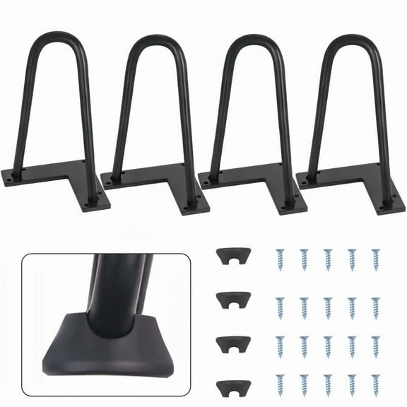 Modern Hairpin Table Legs, 6" Black Set of 4, Heavy Duty Carbon Steel for DIY Bench, Desk ...