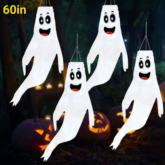 Active Mind Ltd 4-Pack 60" Floating Specter Windsocks, Halloween Decor ...