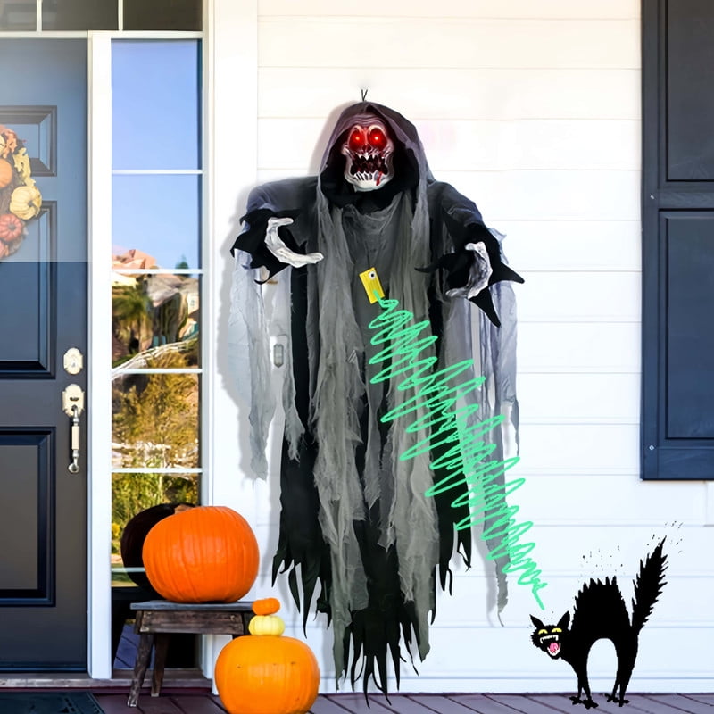 Active Mind Ltd 5.7FT Tall Black Grim Reaper Halloween Decoration, with ...