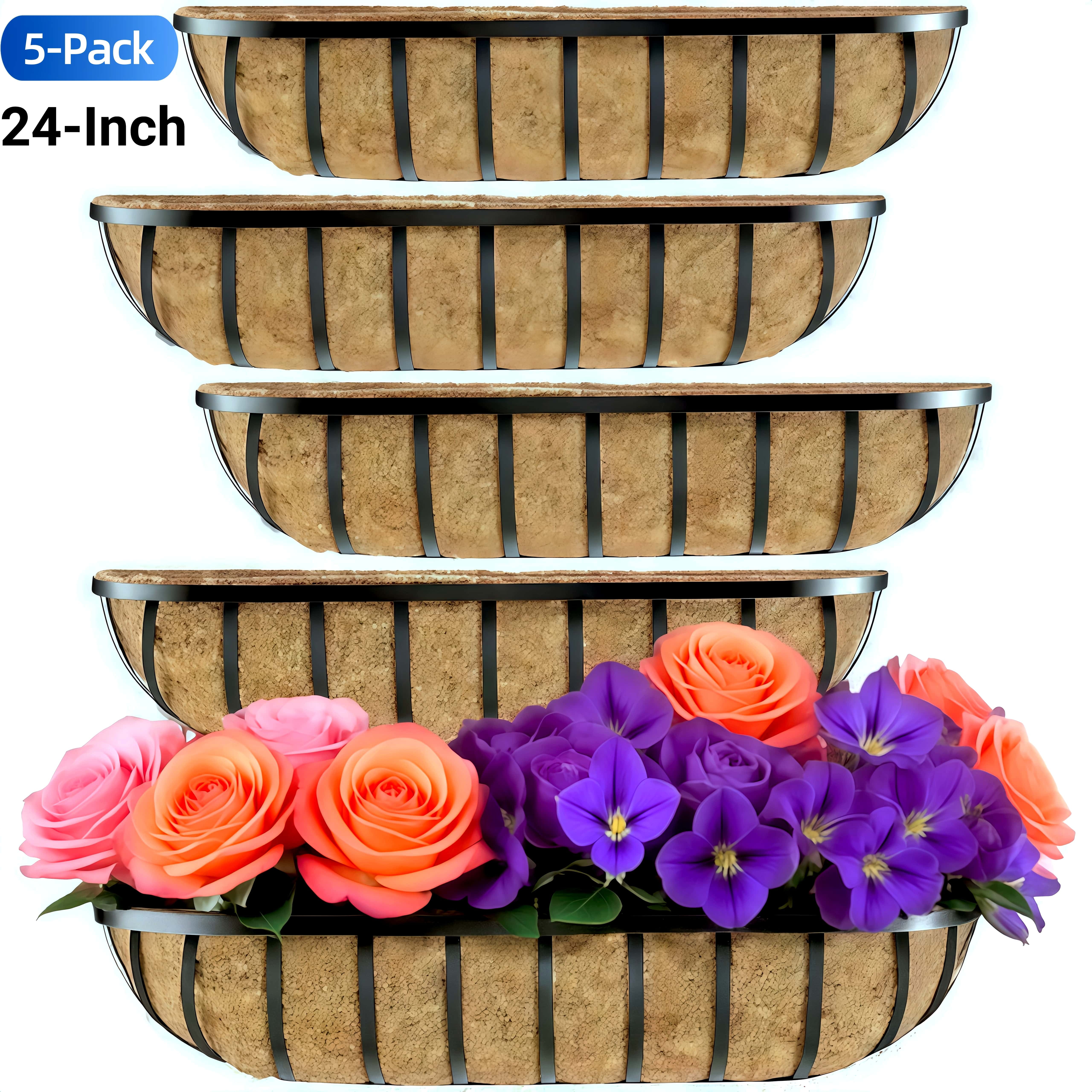 Active Mind Ltd 5 Pcs 24" Wrought Iron Railing Planter Window Box ...