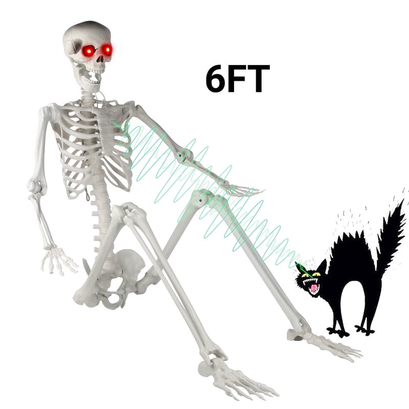 Active Mind Ltd 6FT Giant Animated Halloween Skeleton with LED Eyes ...