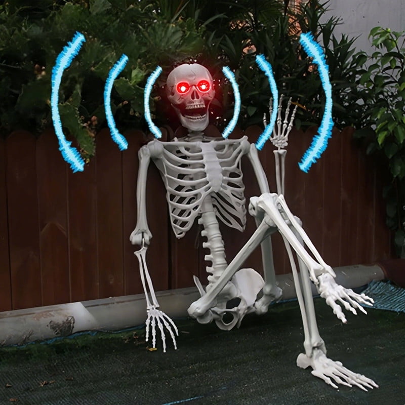 Active Mind Ltd Glowing LED Skeleton 5.5FT Life Size, LED Eye Poseable ...