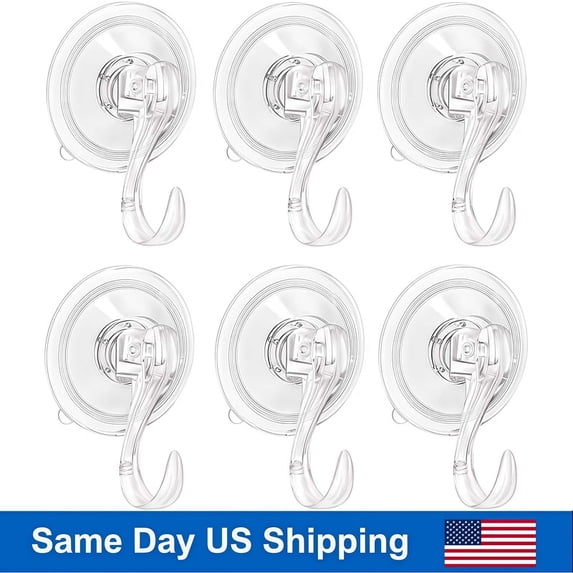 DUNCHATY Heavy Duty Suction Cup Hooks 6-Pack - 22lbs Hold, Adhesive ...