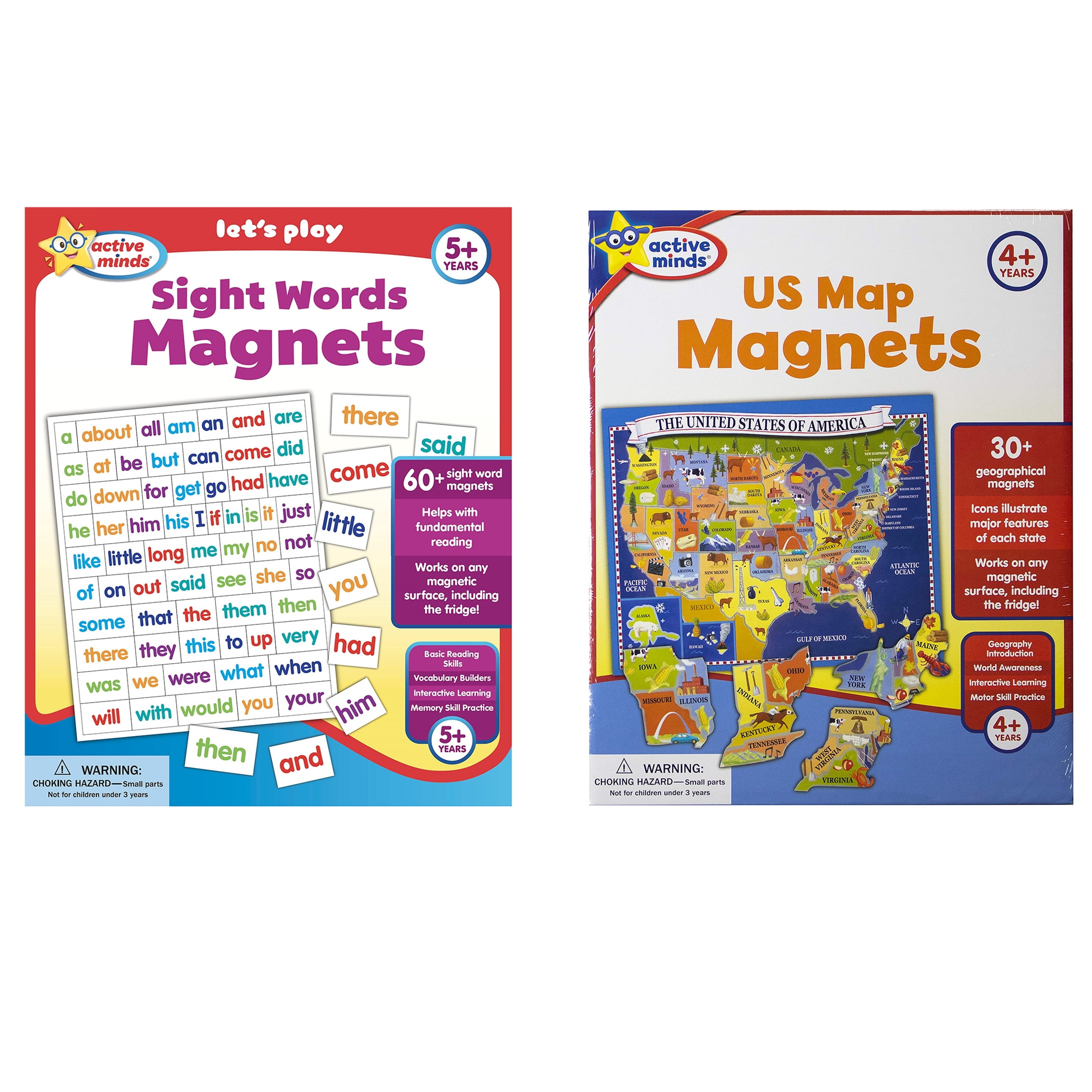 Active Minds Learning Magnets: US Map and Sight Words Pack - Walmart.com