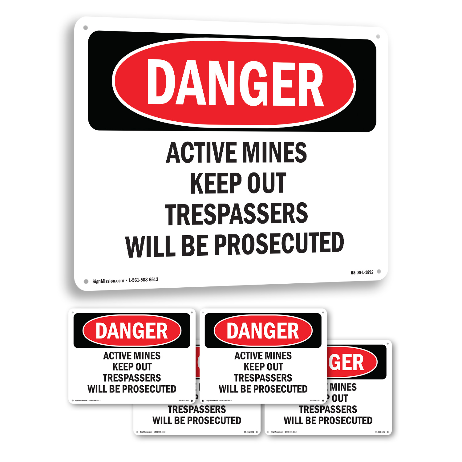 Active Mines Keep Out Trespassers OSHA Danger Rigid Plastic Sign 10 ...