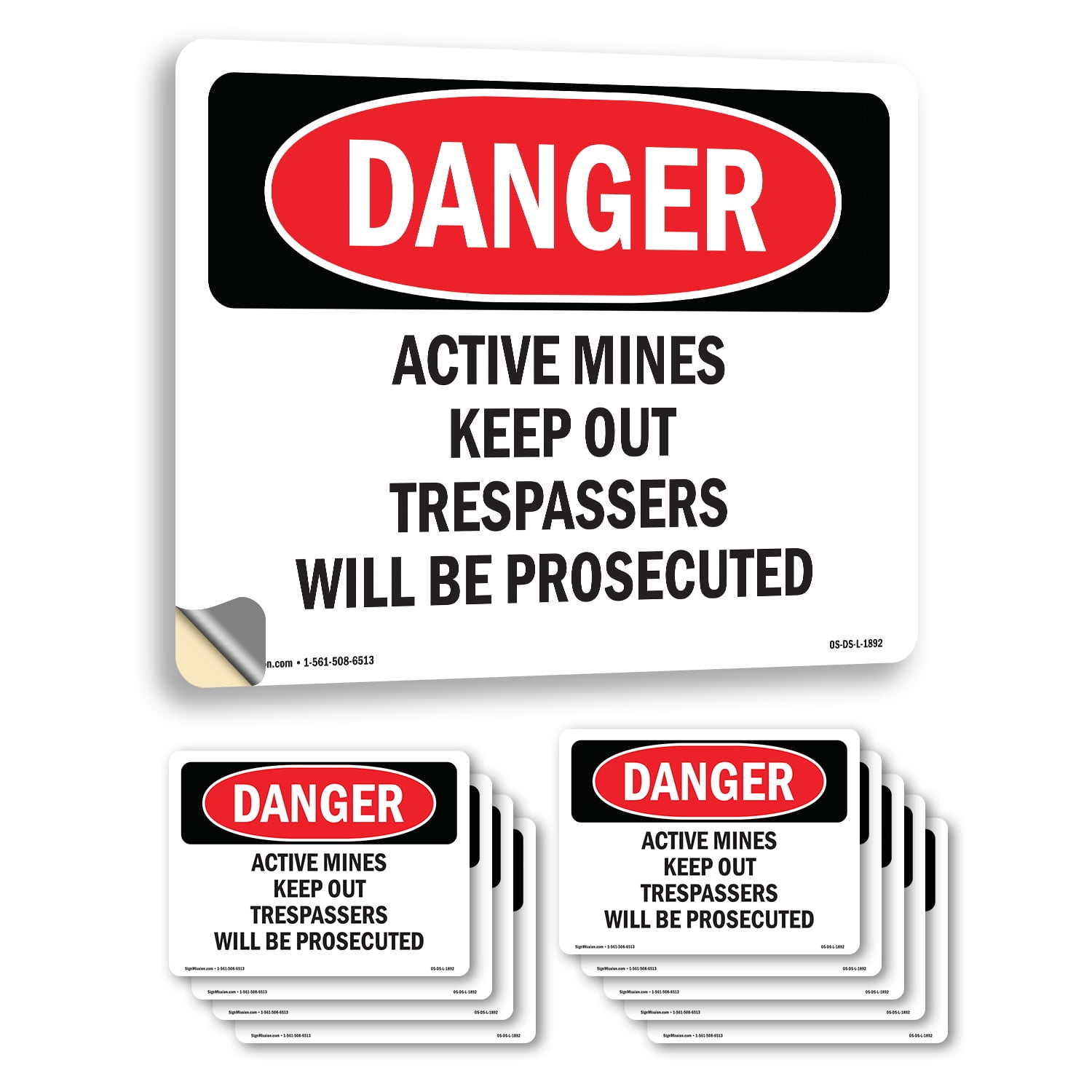 Active Mines Keep Out Trespassers OSHA Danger Vinyl Decal Label 5 Inch ...