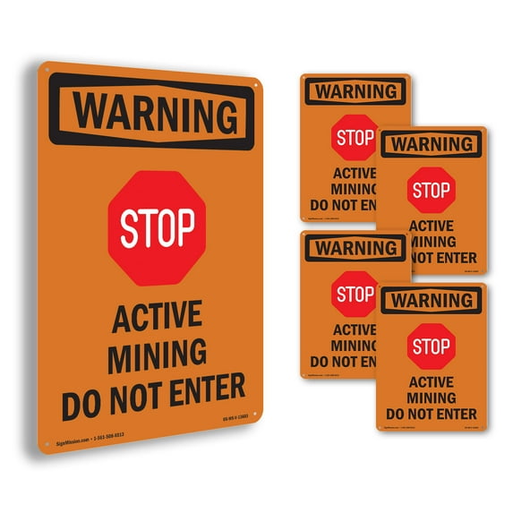 Active Mining With Symbol OSHA WARNING Aluminum Sign 24 Inch x 18 Inch ...