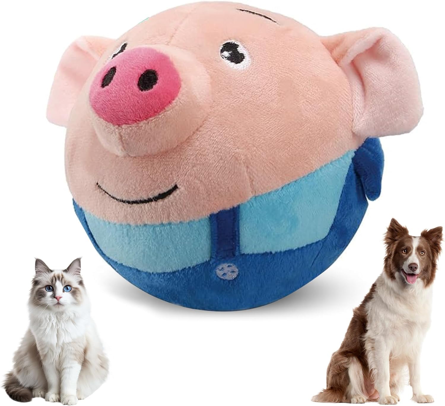 Active Moving Pet Plush Toy, 2026 New Squeaky Moving Dog Ball Toy ...