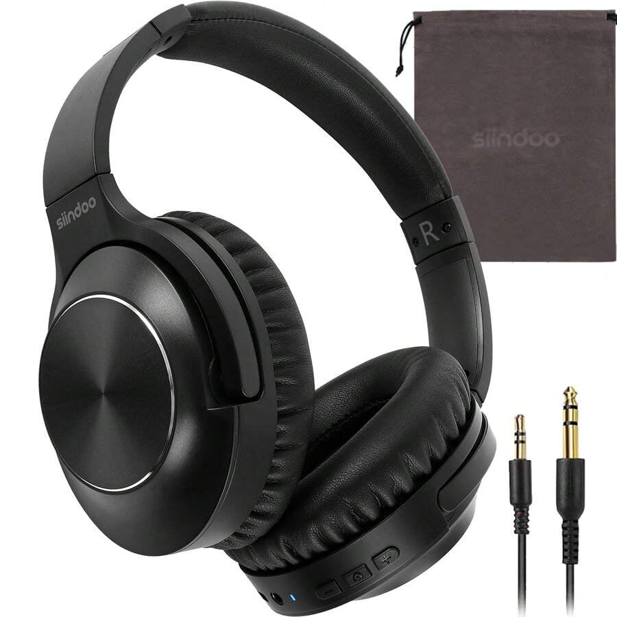 Active Noise Cancelling Over Ear Headphones 60H Playback Bluetooth ...