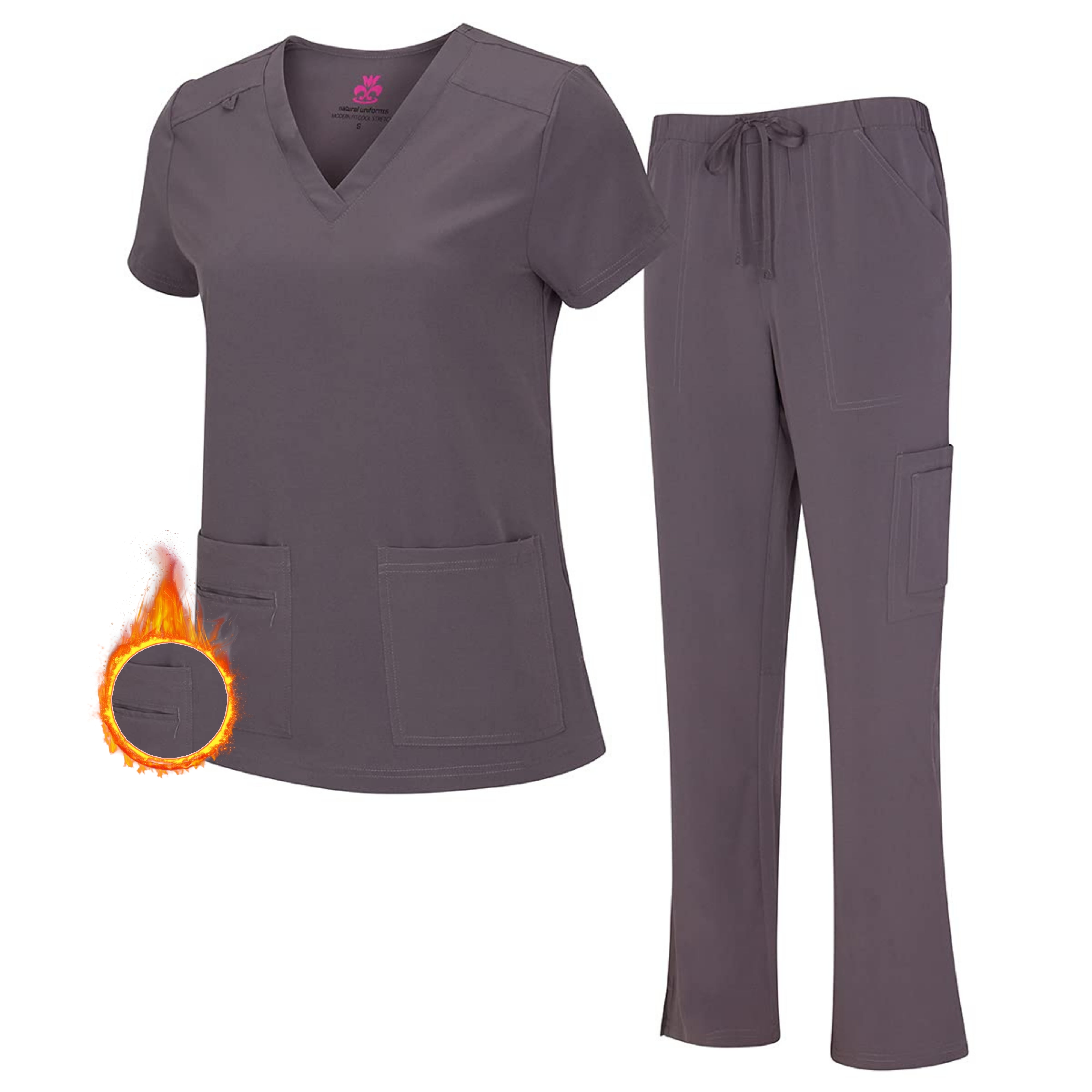 Active Uniforms Women's PETITE Scrub Set Breathable Cool Stretch Fabric ...