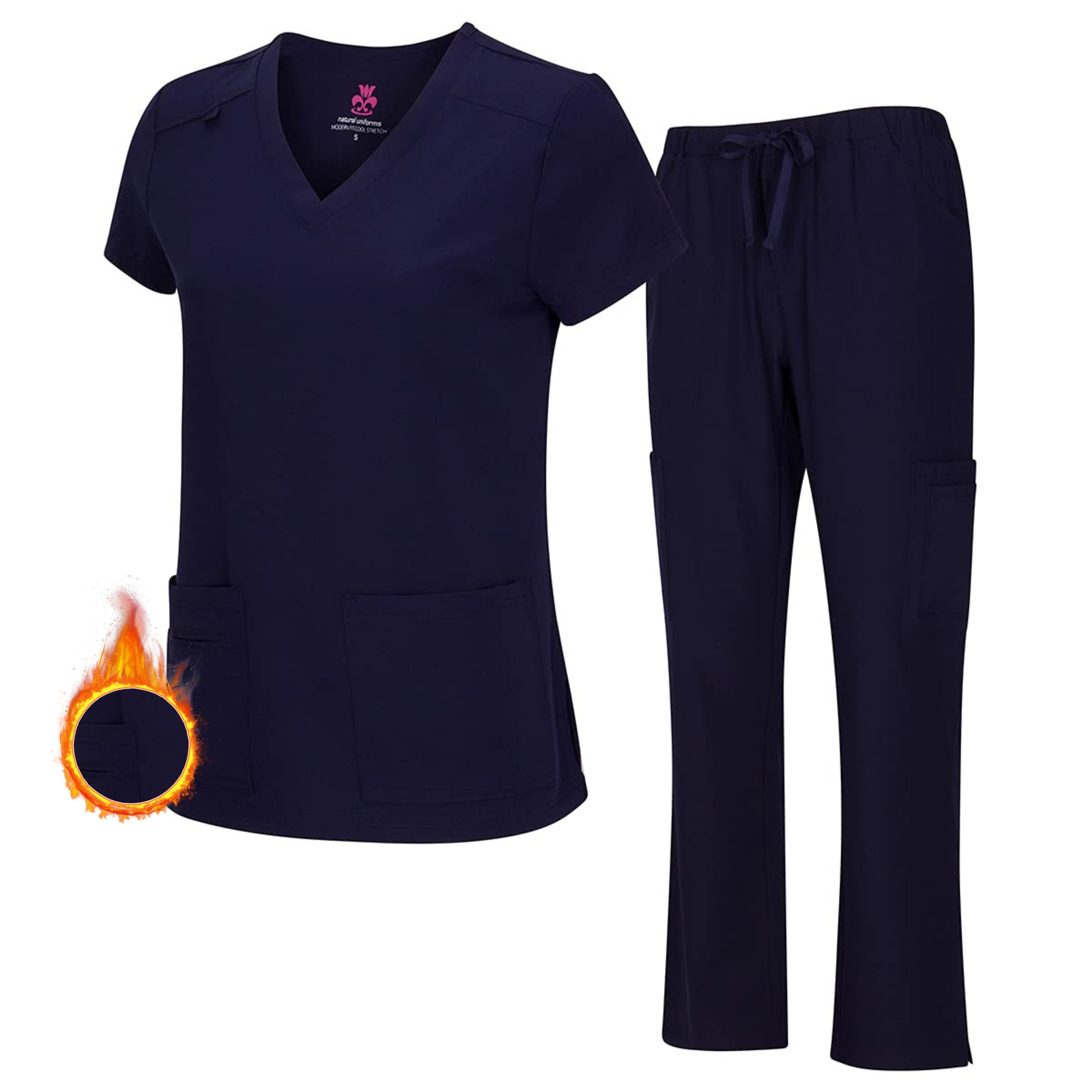 Active Uniforms Women's PETITE Scrub Set Breathable Cool Stretch Fabric ...