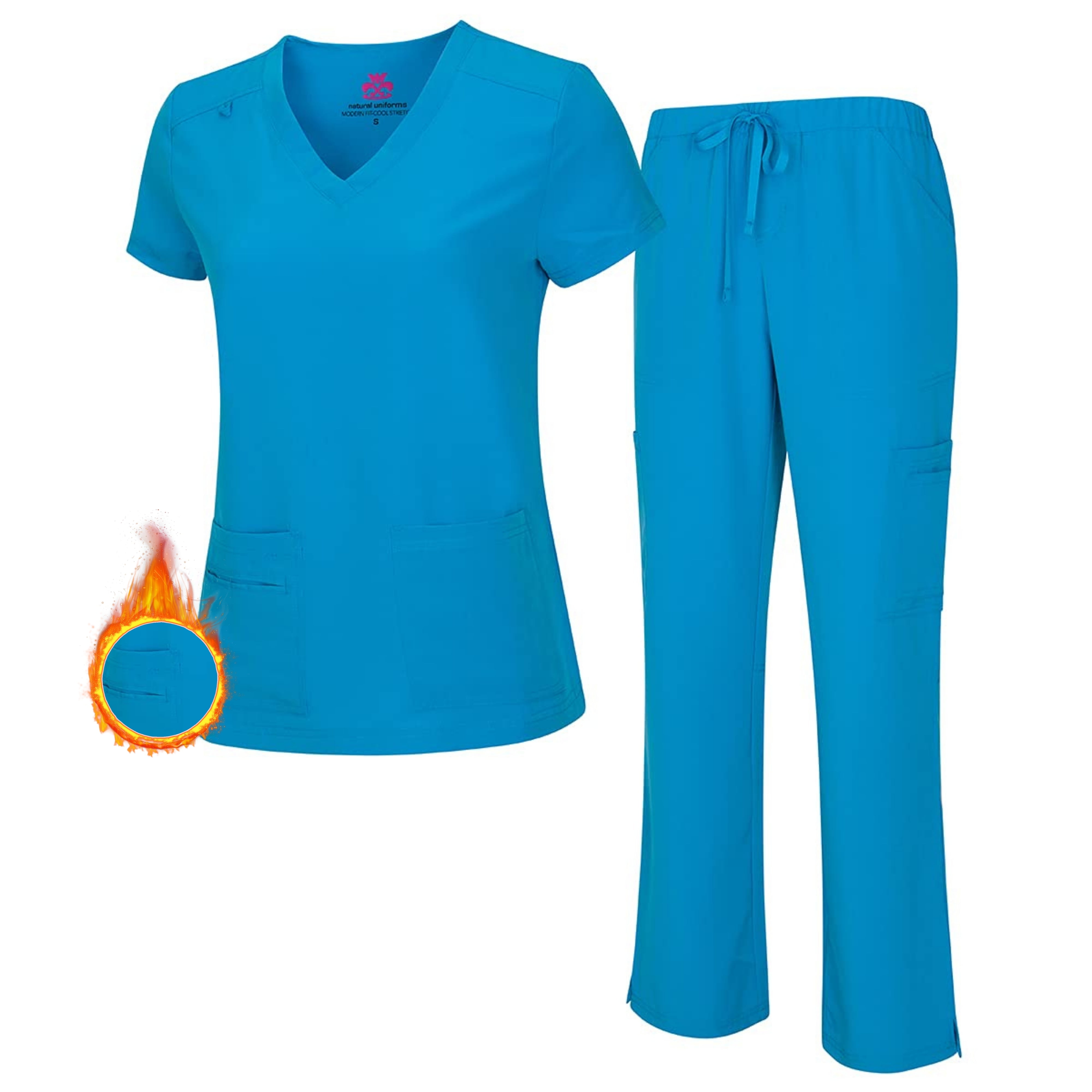 Active Uniforms Women's PETITE Scrub Set Breathable Cool Stretch Fabric ...