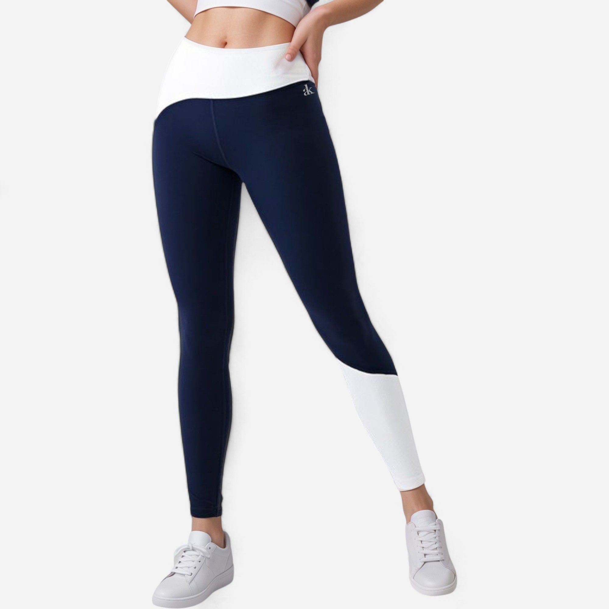 Women's High Waist Color Block Leggings with Contrast Panel Design ...