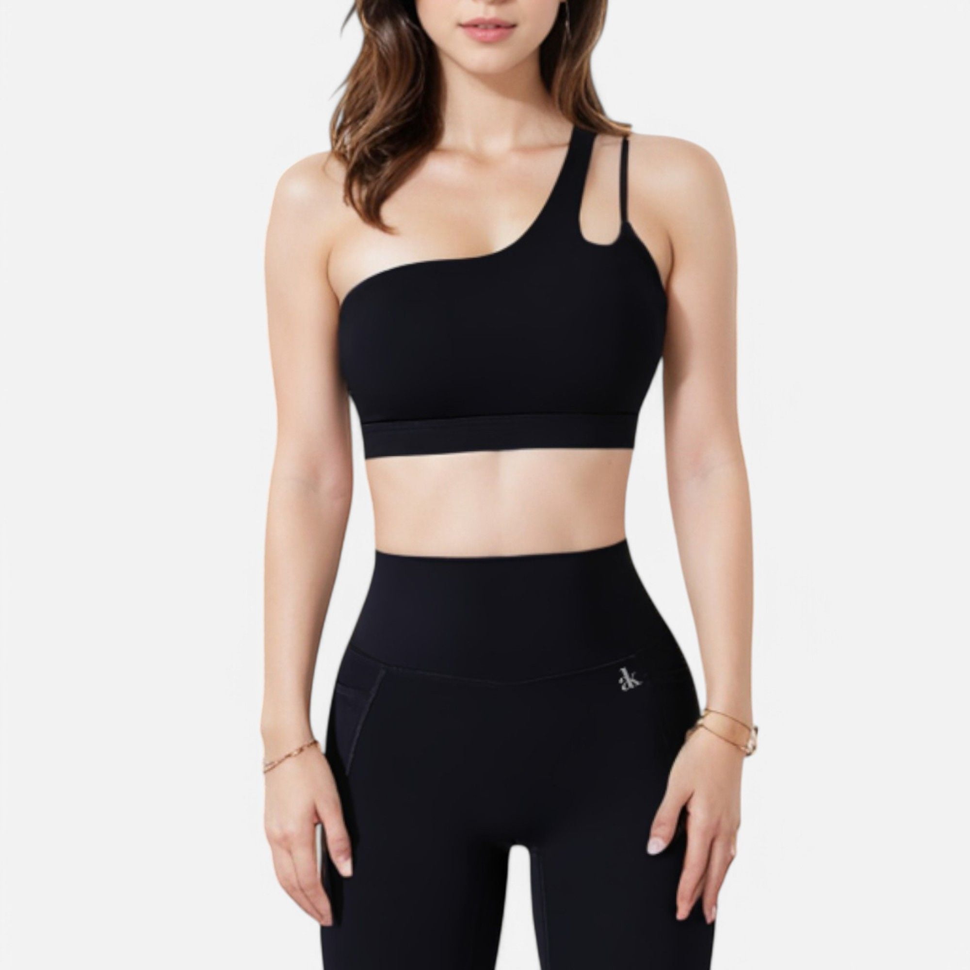 Active Women's One Shoulder Cutout Sports Bra - Medium, Black - Walmart.com