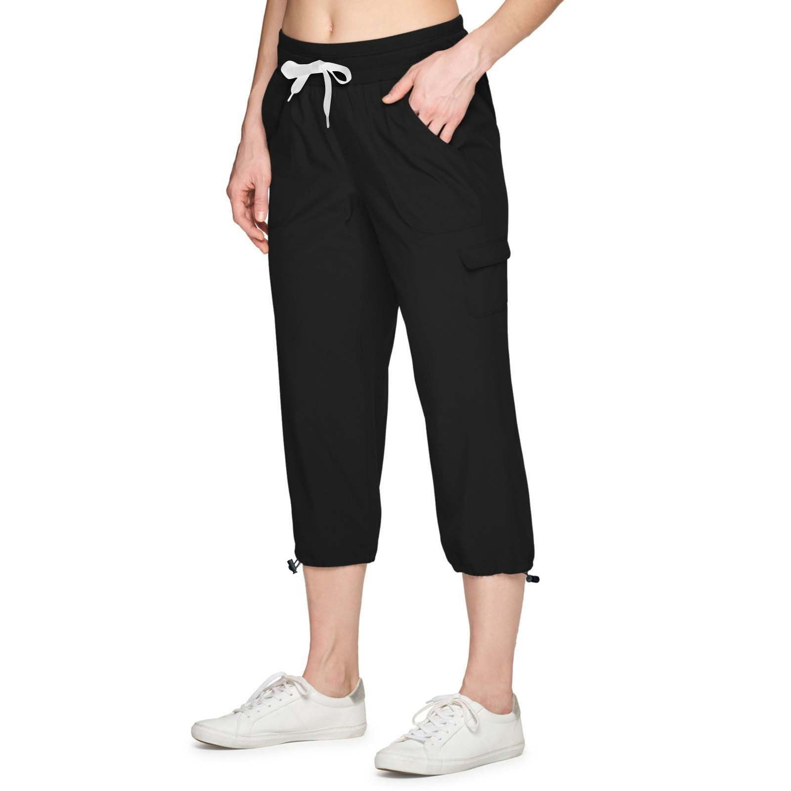 Active Women's Relaxed Lightweight Woven Cargo Capri Pant Cotton Casual ...