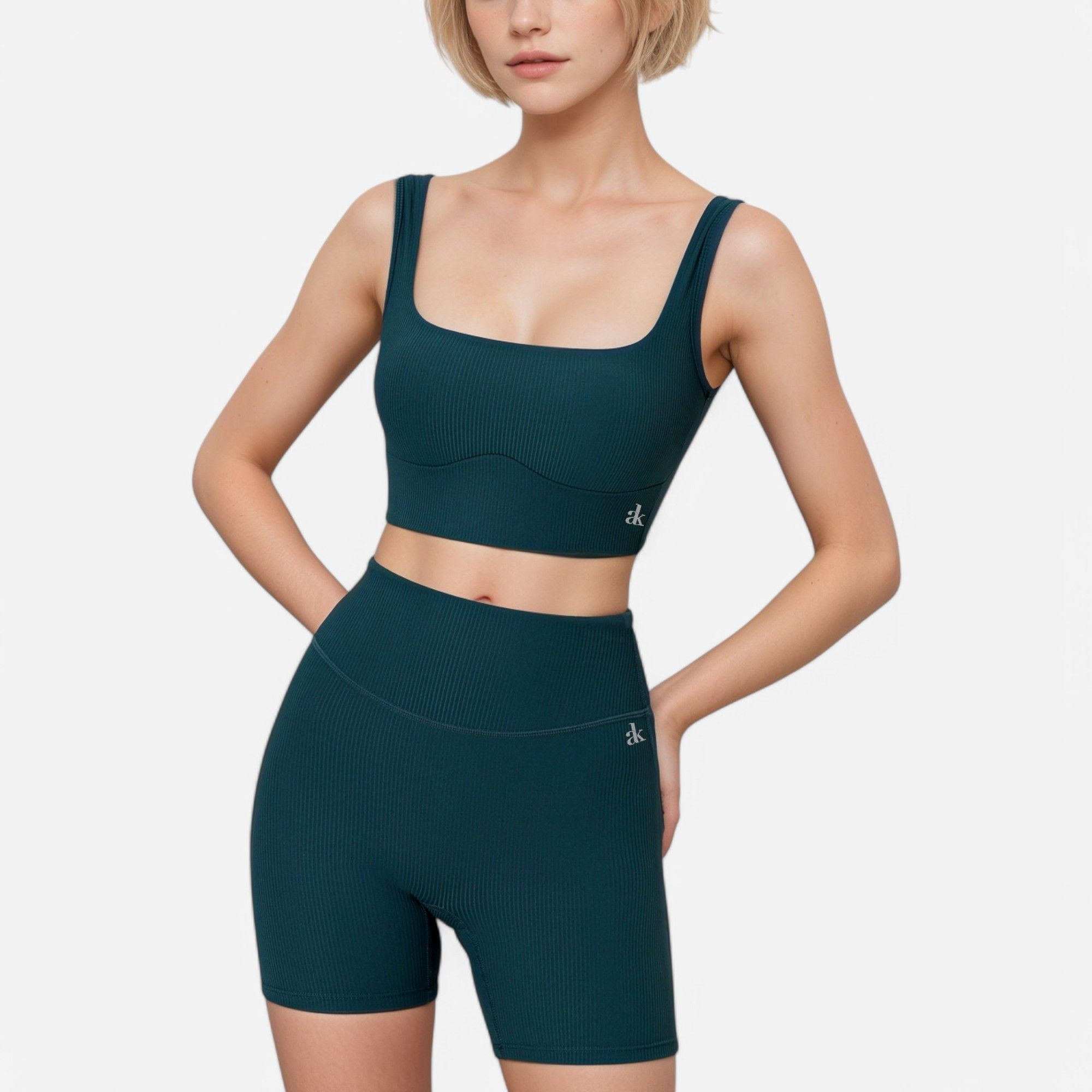 Active Women's Ribbed Seamless Scoop Neck Crop Top with Wide Straps and ...