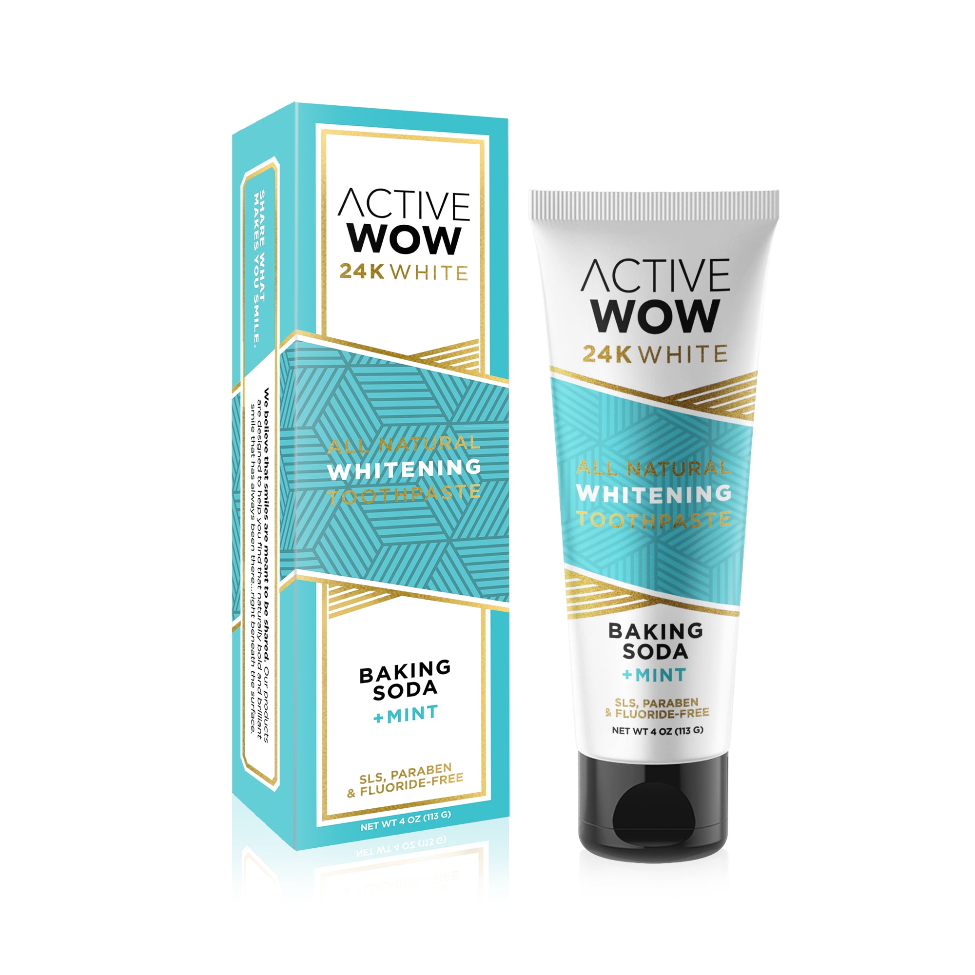 Active Wow 24K White Baking Soda Whitening Toothpaste, Mint Flavor, 4 ...