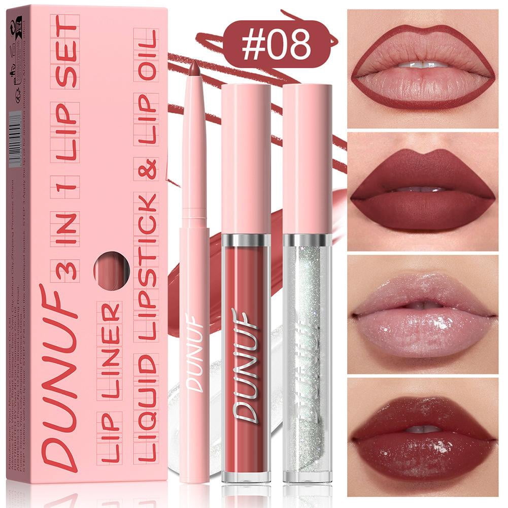 ActiveGlam 3 in 1 Lip Gloss Set Lipliner Lip Color Lip Oil E9H2 Sets ...