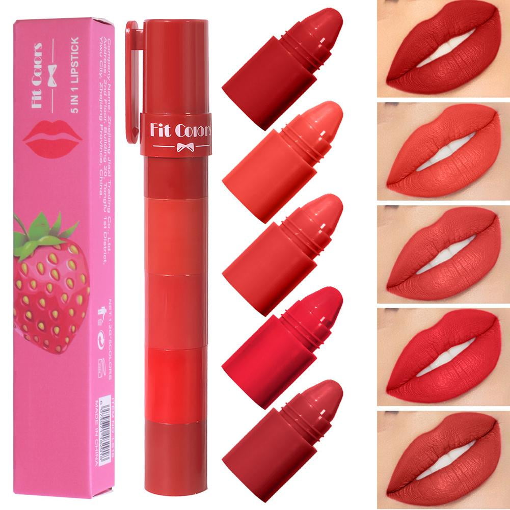 ActiveGlam 5 in 1 Matte Lipstick Kit Fruit Velvet Sexy Multicolour ...