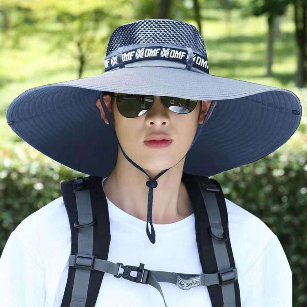 ActiveGlam Gray Blue Hat MenS Summer Large Brim Fishing Hat AntiUltraviolet Fisherman Hat Sun ...