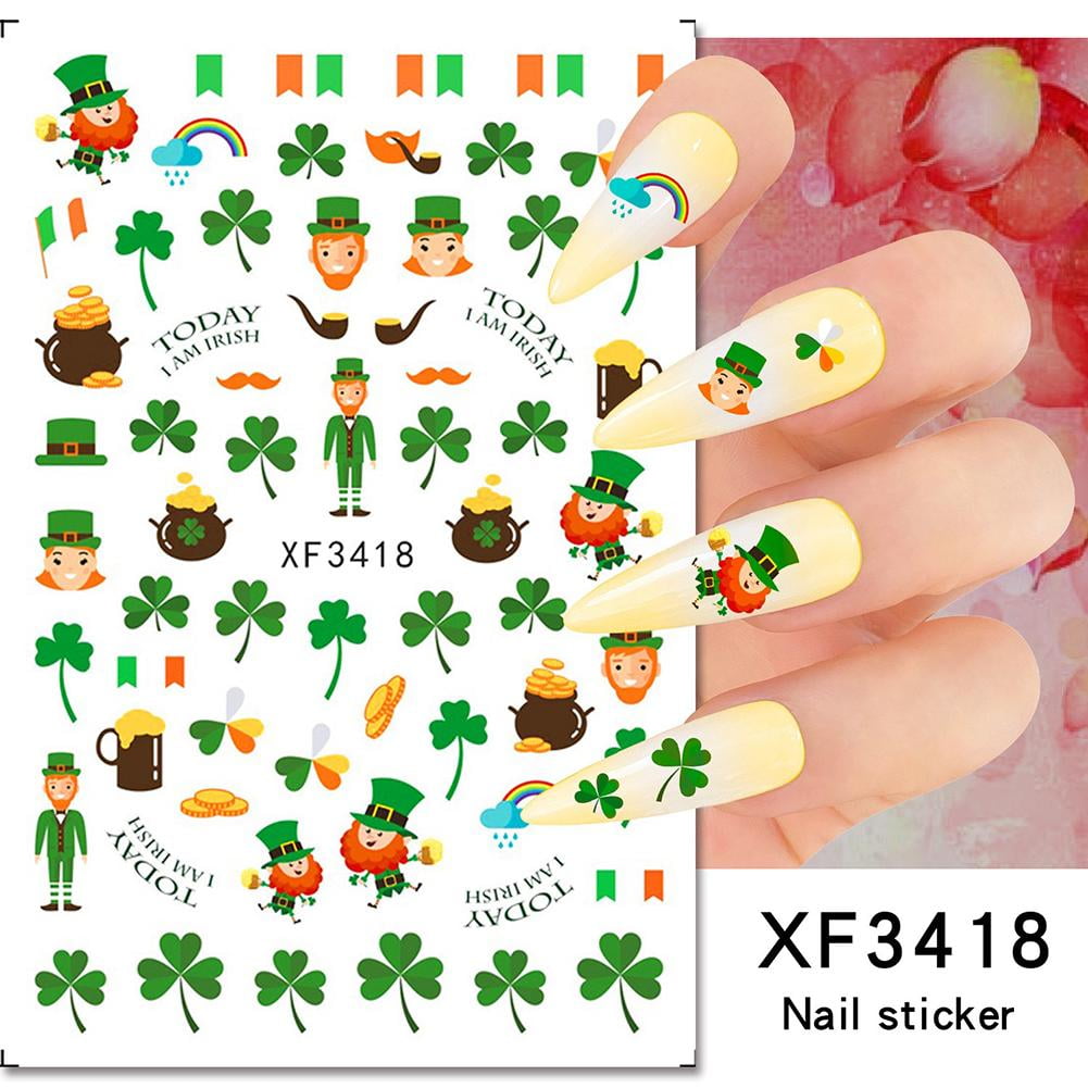 ActiveGlam Green Four Leaf Clover 3D Nail Stickers For DIY Manicure ...
