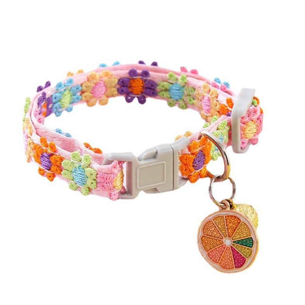 QHUDLV Colorful Flower Cat Bell Collar Adjustable Decorative Dog Collar ...